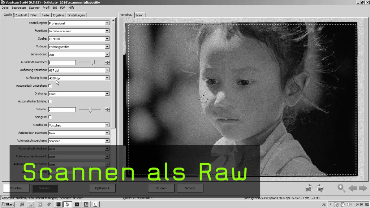 Video: RAW Scannen - unkomprimiert scannen und weiterverarbeiten